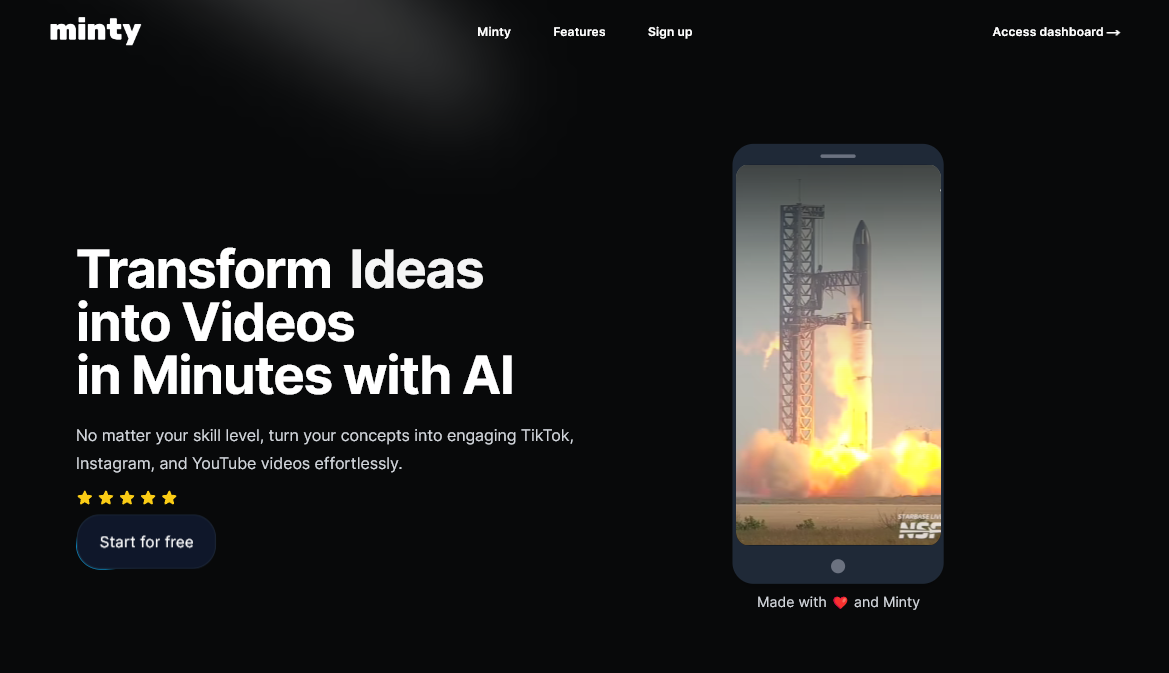 Minty | Turn Your Ideas Into Videos in Minutes with AI